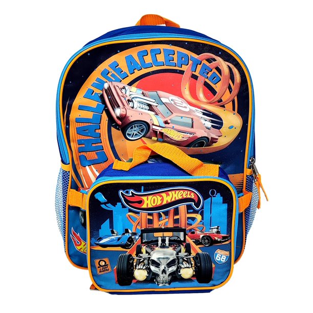 Hot Wheels Backpack 16" & Insulated Lunch Bag Detachable 2-Pcs Race ...