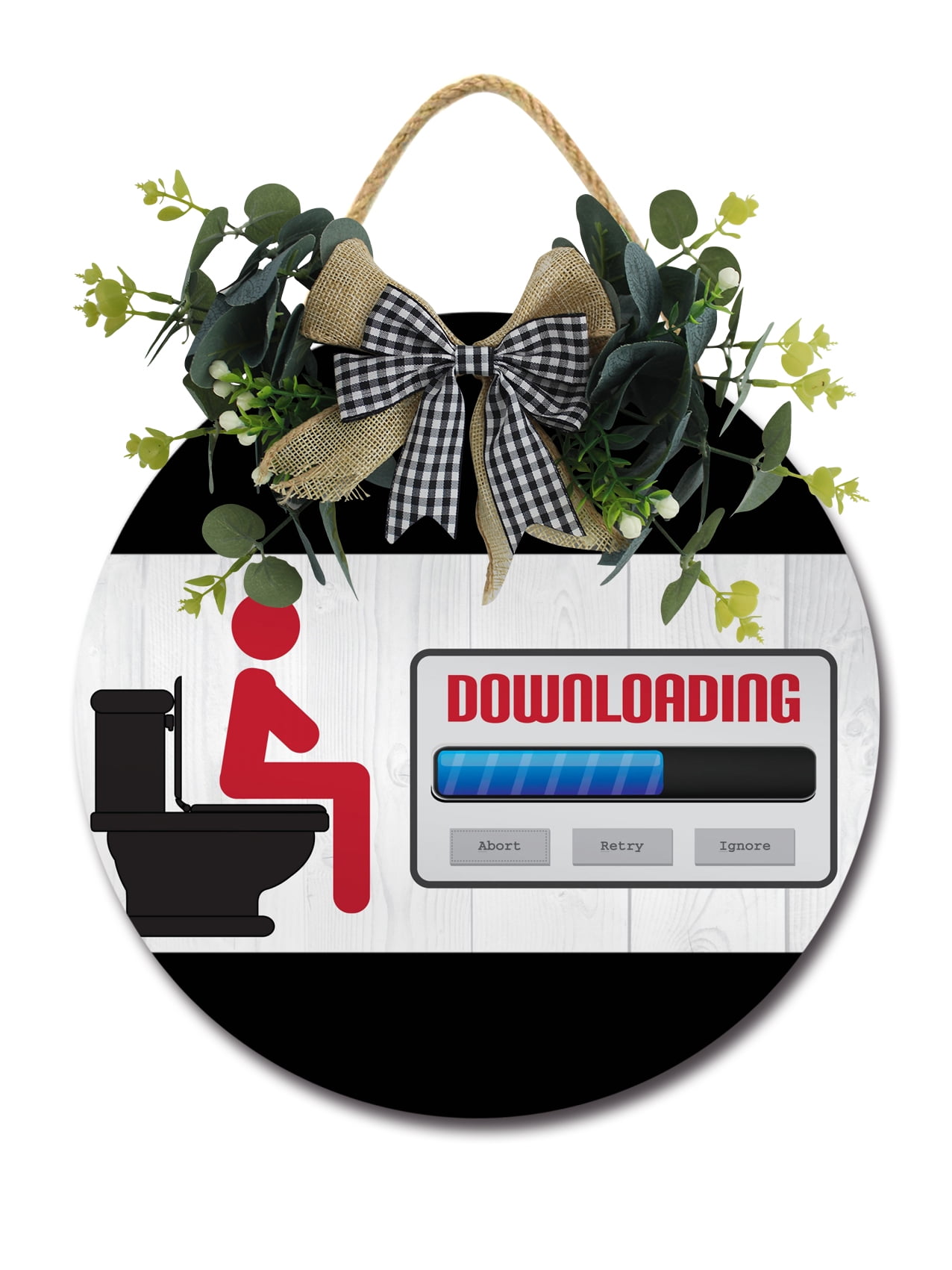 Farmhouse Bathroom Wall Decor - Rustic Framed Round Wooden Sign ...