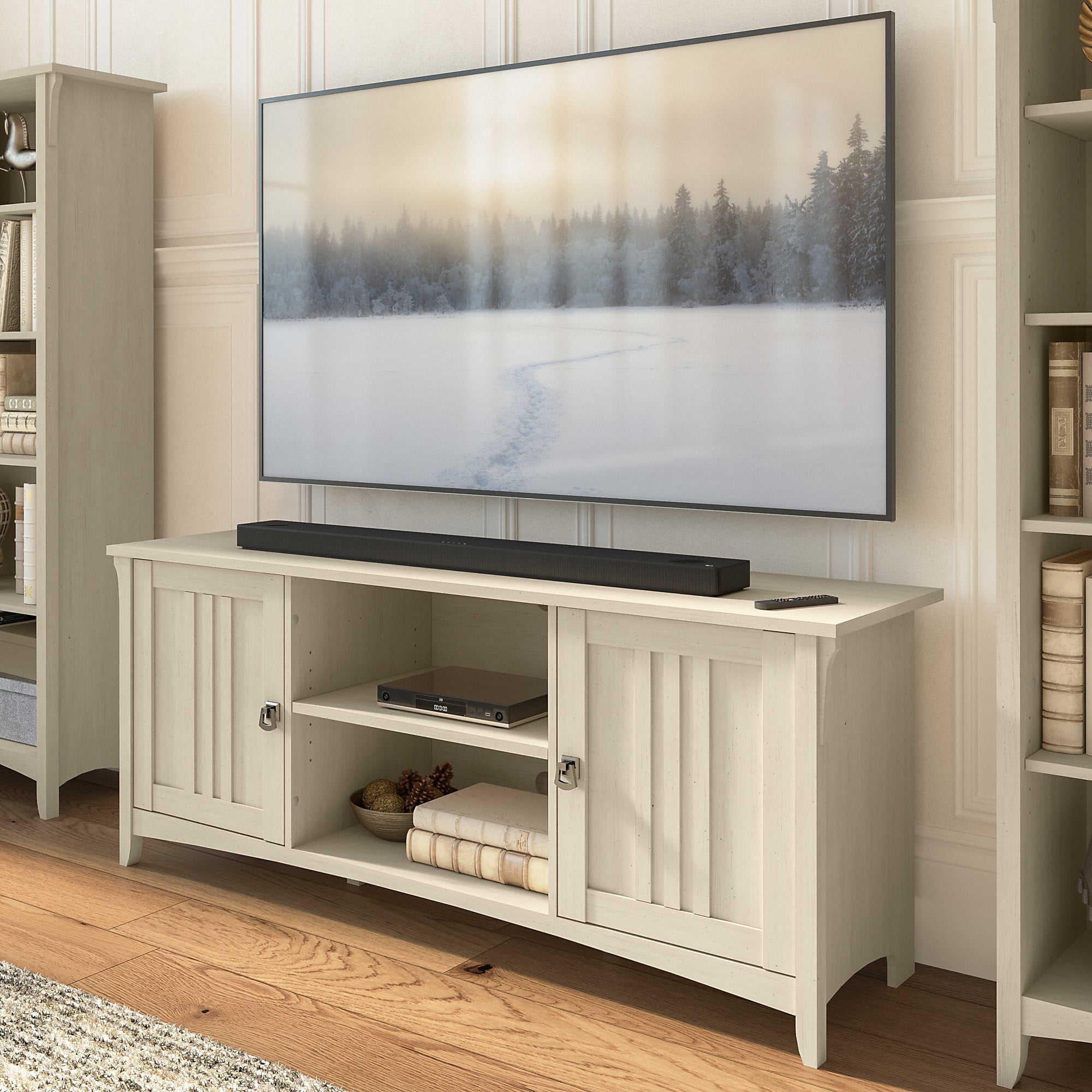 Bush Furniture Salinas TV Stand for 70 Inch TV in Antique White ...