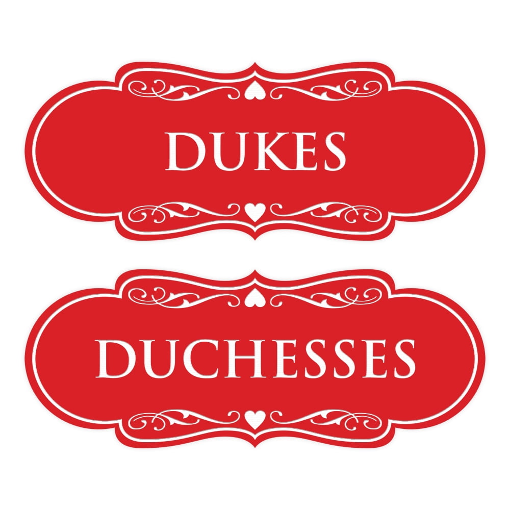 Signs ByLITA Designer Dukes and Duchesses 2 Pack Restroom Sign (Red ...