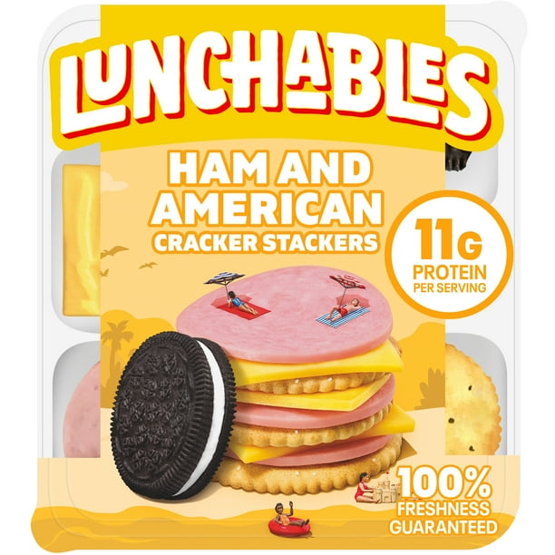 Lunchables Ham & American Cheese Cracker Stackers Kids Lunch Snack, 3.2 ...