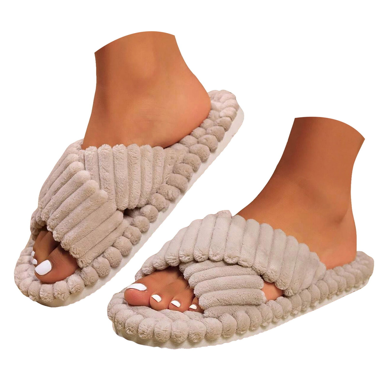 Click here for Mepaouo House Slippers For Women Corduroy Cross Ba... prices