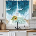 Abstract Spray Swag Curtain Valance for Window 2 Panels Blue Waves ...