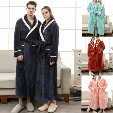 FashGudim Mens Robes Big and Tall Full Length Shawl Collar Long Plush ...