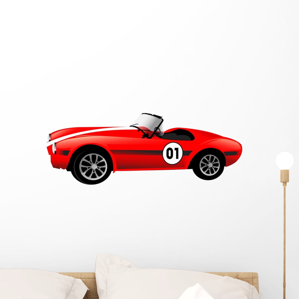 Old Race Red Car Wall Decal by Wallmonkeys Peel and Stick Graphic (24 ...