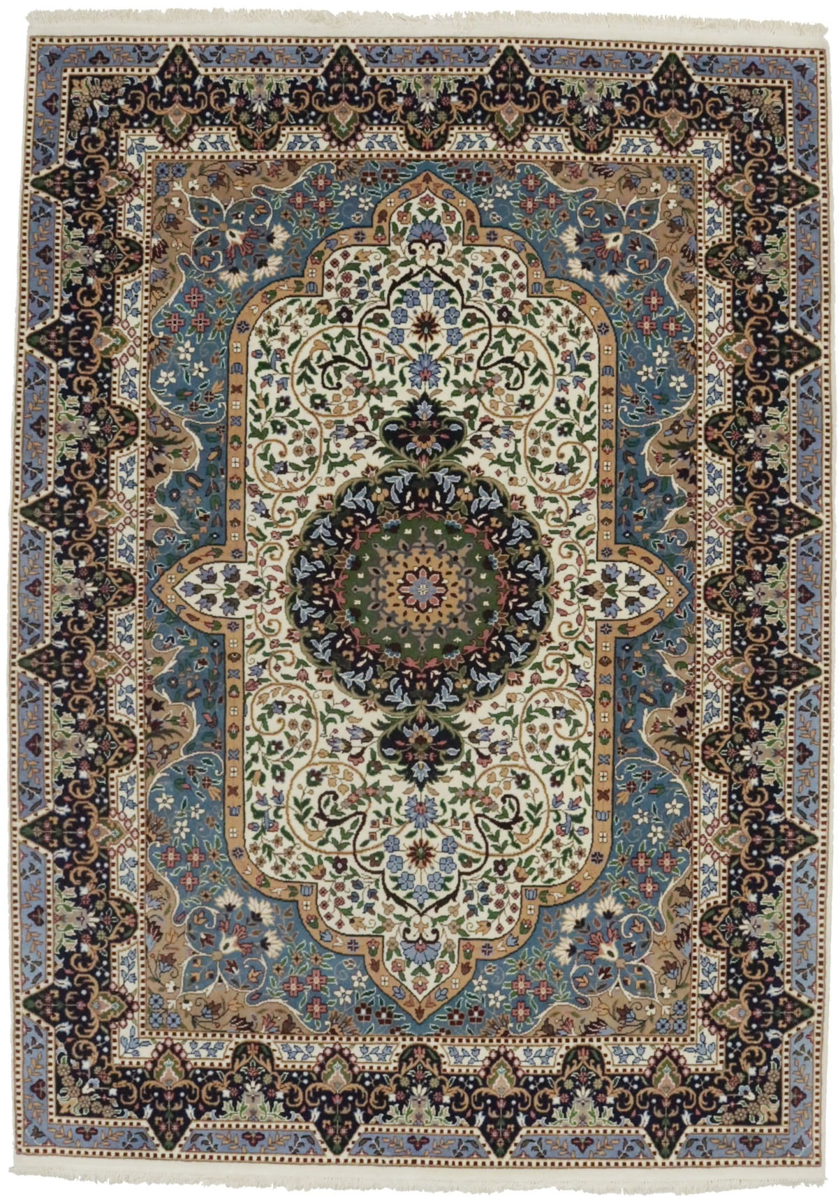 Cream Floral Kirman 7X9 Oriental Rug - Walmart.com