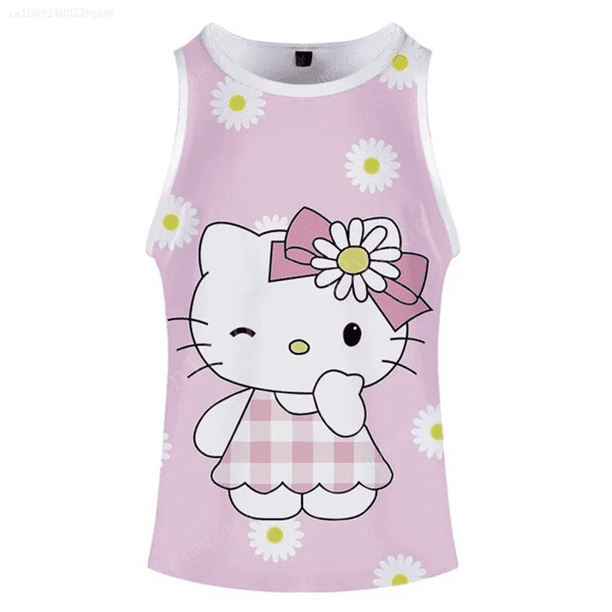 2024 Summer Hello Kitty Tank Top Hellokitty Basketball Jersey Men Boys ...