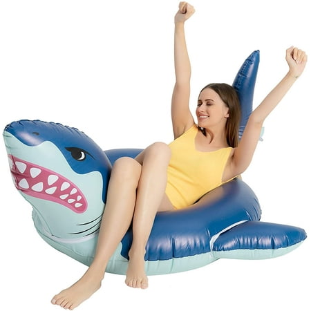 Inflatable Shark Pool Float Raft, Shark Pool Tube, Fun Swimming Pool ...
