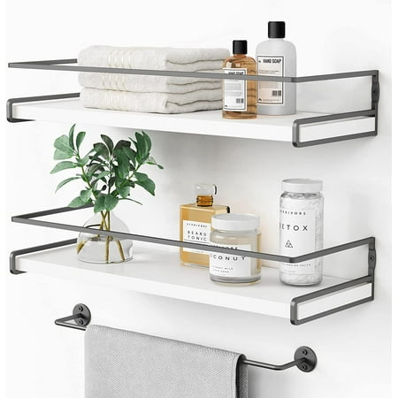 Forbena White Floating Shelves for Bathroom Organizer Over Toilet ...