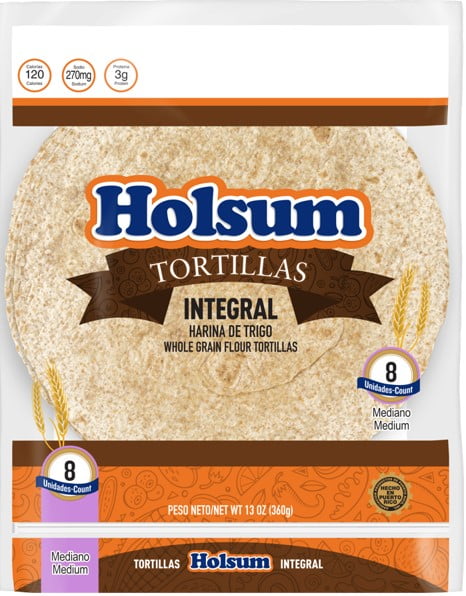 Holsum Soft Tortilla Whole Grain flavor - Resealable 8ct - 13oz ...