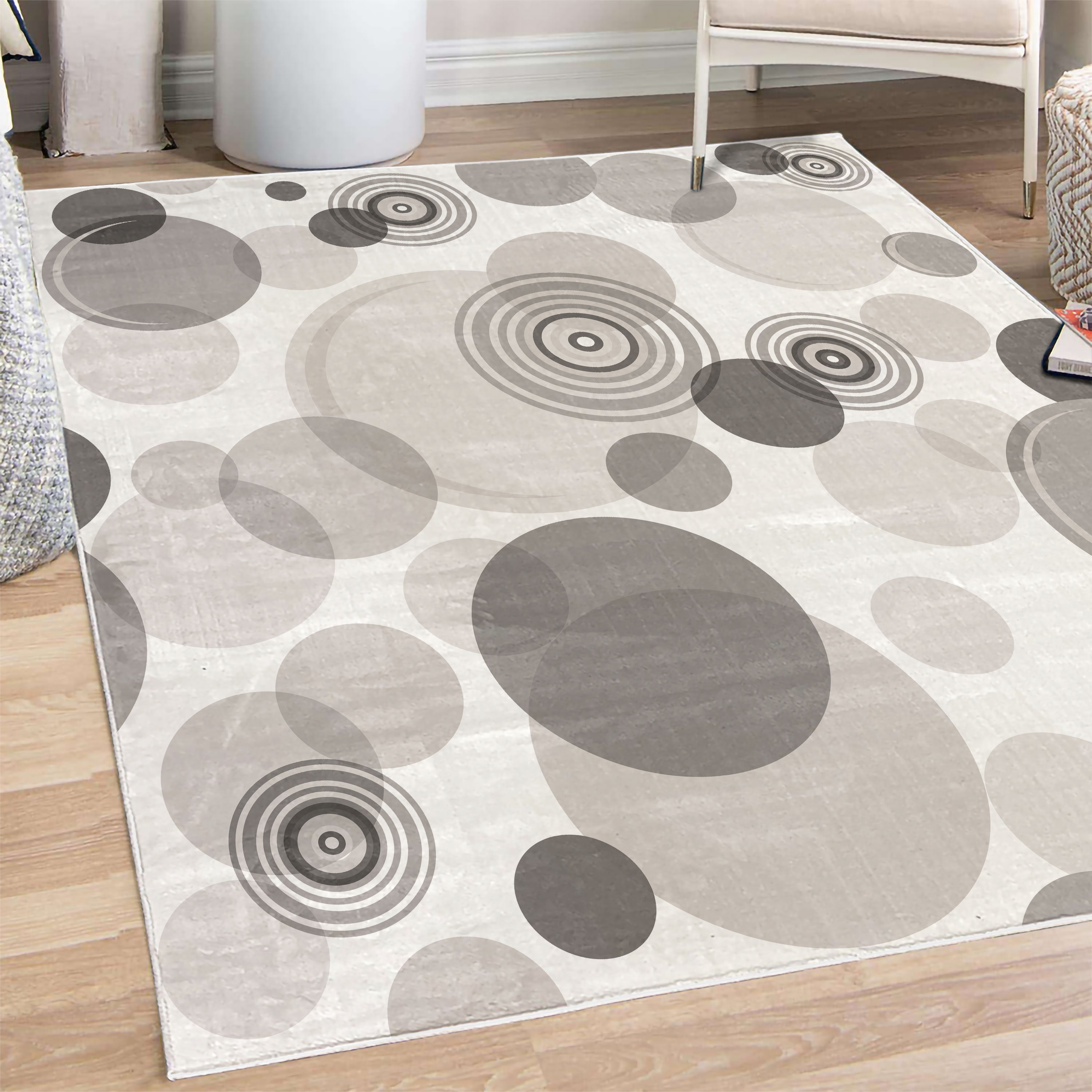 Earth Tones Decorative Rug, Abstract Pastel Pattern with Overlapping ...