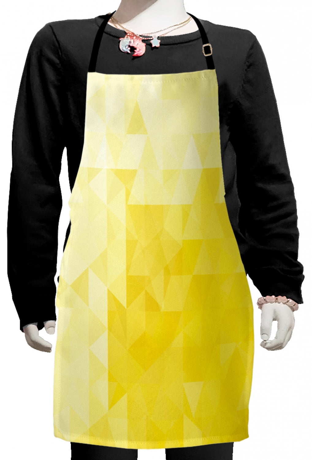 Yellow Kids Apron, Simple Triangle Shaded Wavy Retro Mosaic Motifs Poly ...