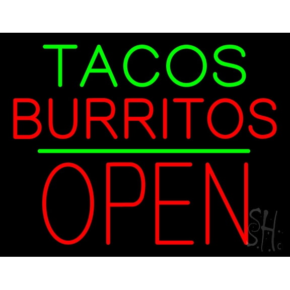 Chinese Food Logo Block Open Green Line LED Neon Sign 15 x 19 - inches ...