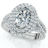 Pompeii 1 5/8 Ct Oval Diamond Engagement Ring & Matching Band 14k White Gold Lab Grown - Walmart.com