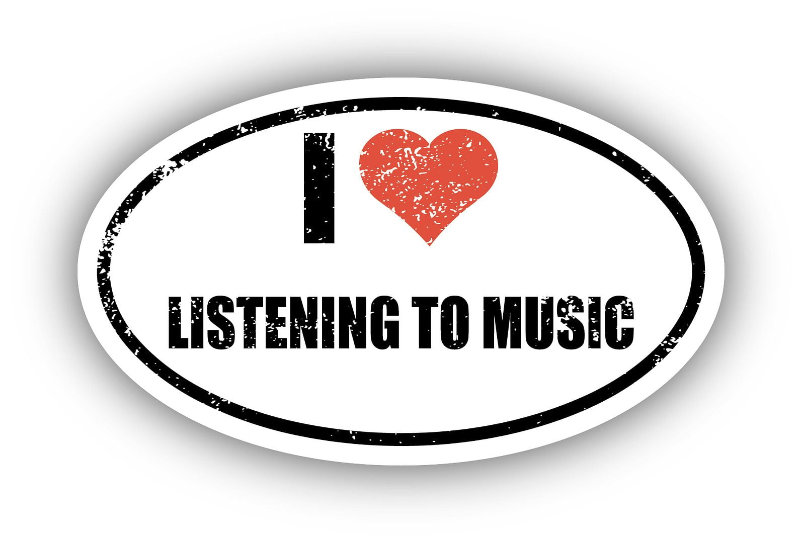 I Love Listening To Music I Heart Euro Oval Sticker Vinyl 3M Decal 3 In ...