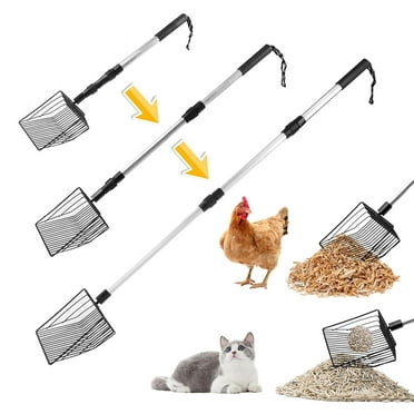 AUTOWT Long Handle Chicken Poop Scooper, Stainless Steel Removable ...
