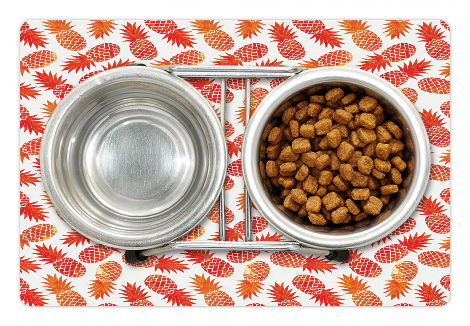 Orange Pet Mat for Food and Water, Vintage Pattern of Tropical Exotic ...