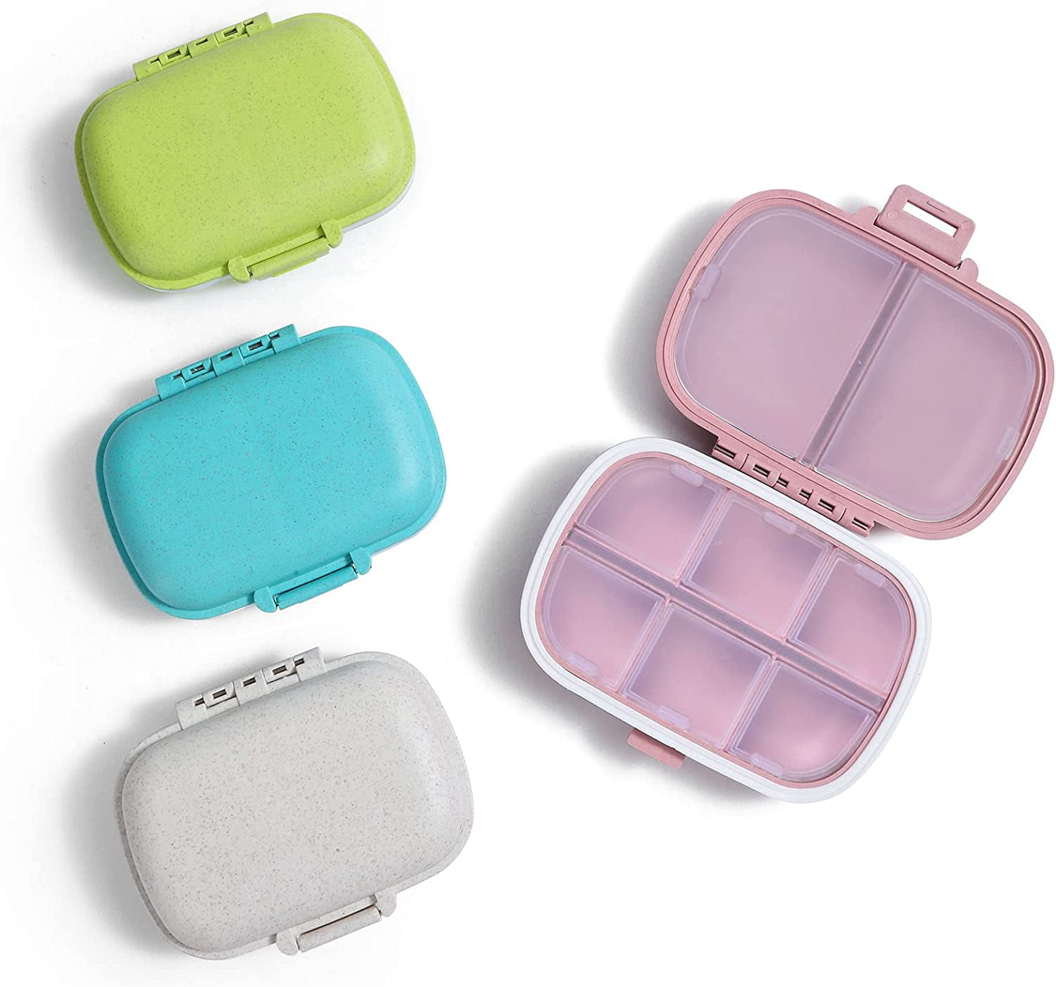 Daily Pill Organizer, 8 Compartments Portable Pill Case, Waterproof ...
