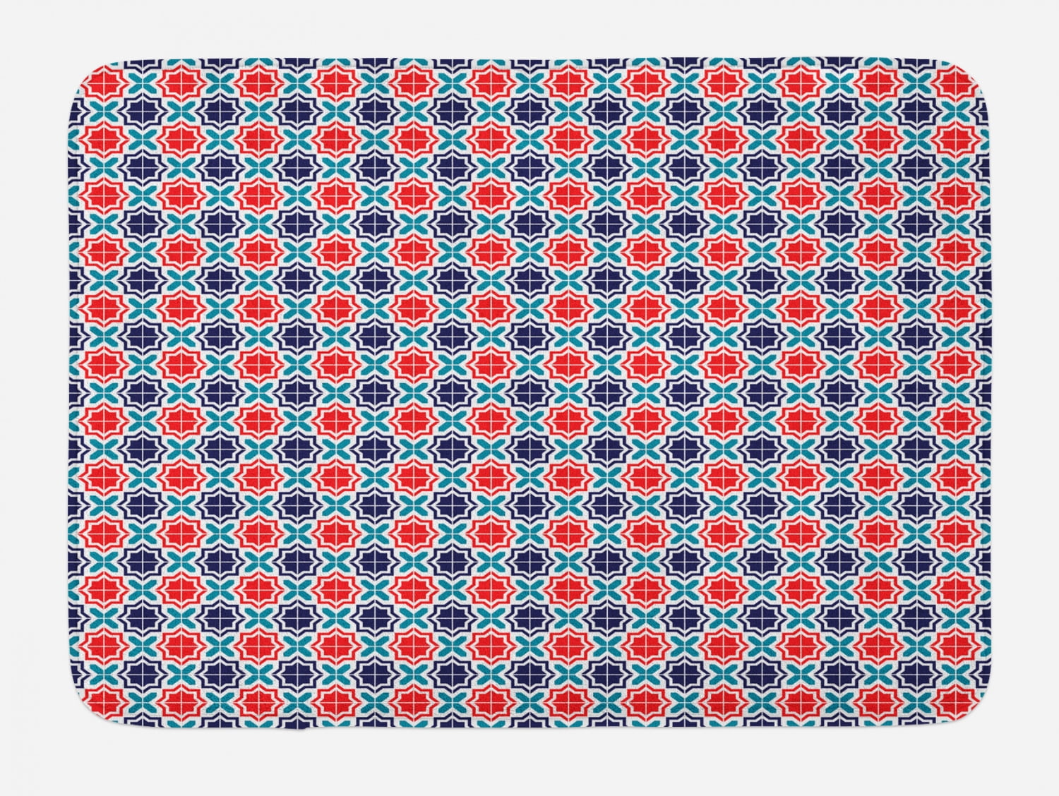 Moroccan Bath Mat, Vibrant Geometric Mosaic of Ancient Arabian Tiles ...