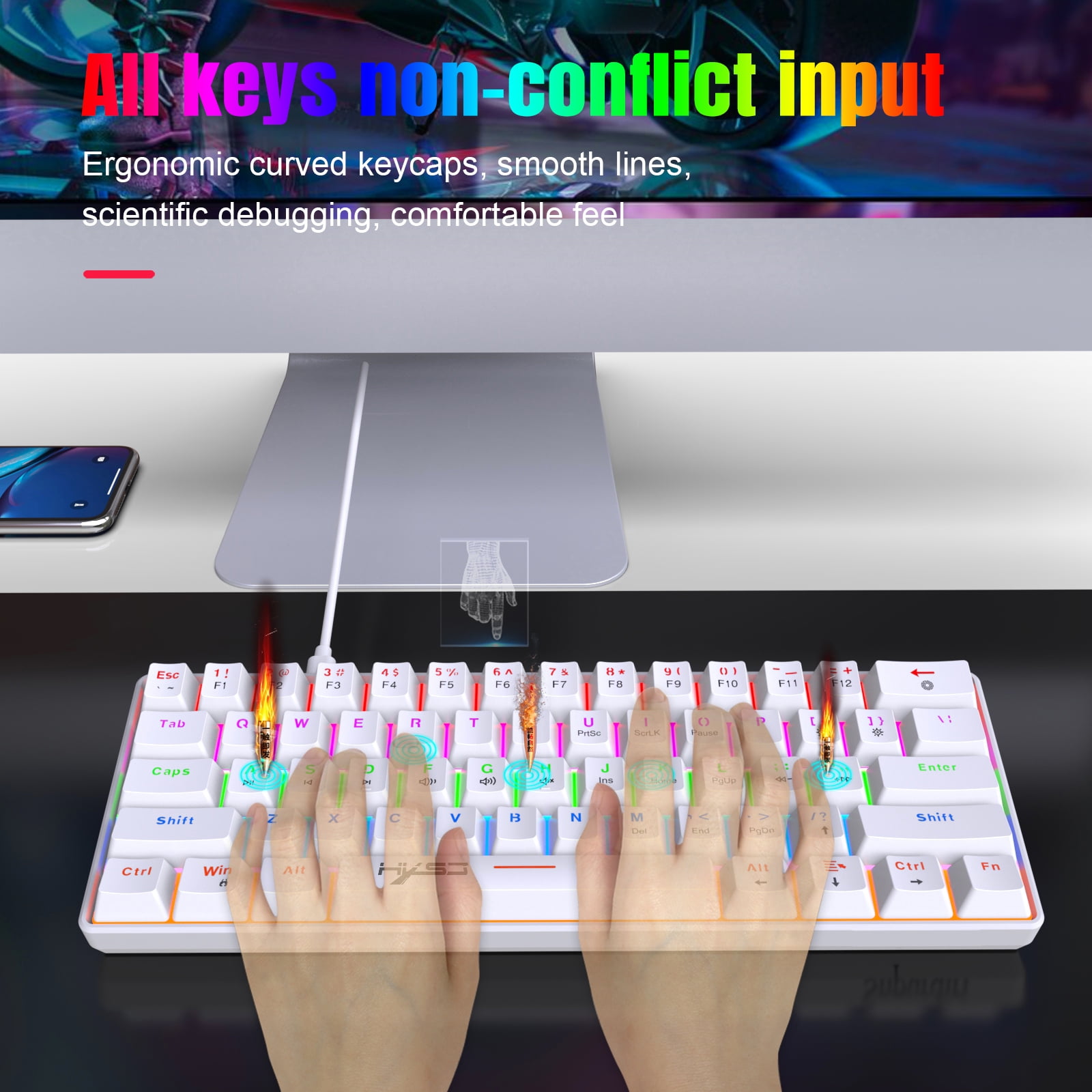 Compact Gaming Keyboard 60% Wired RGB Gaming Keyboard - Ultra Compact ...