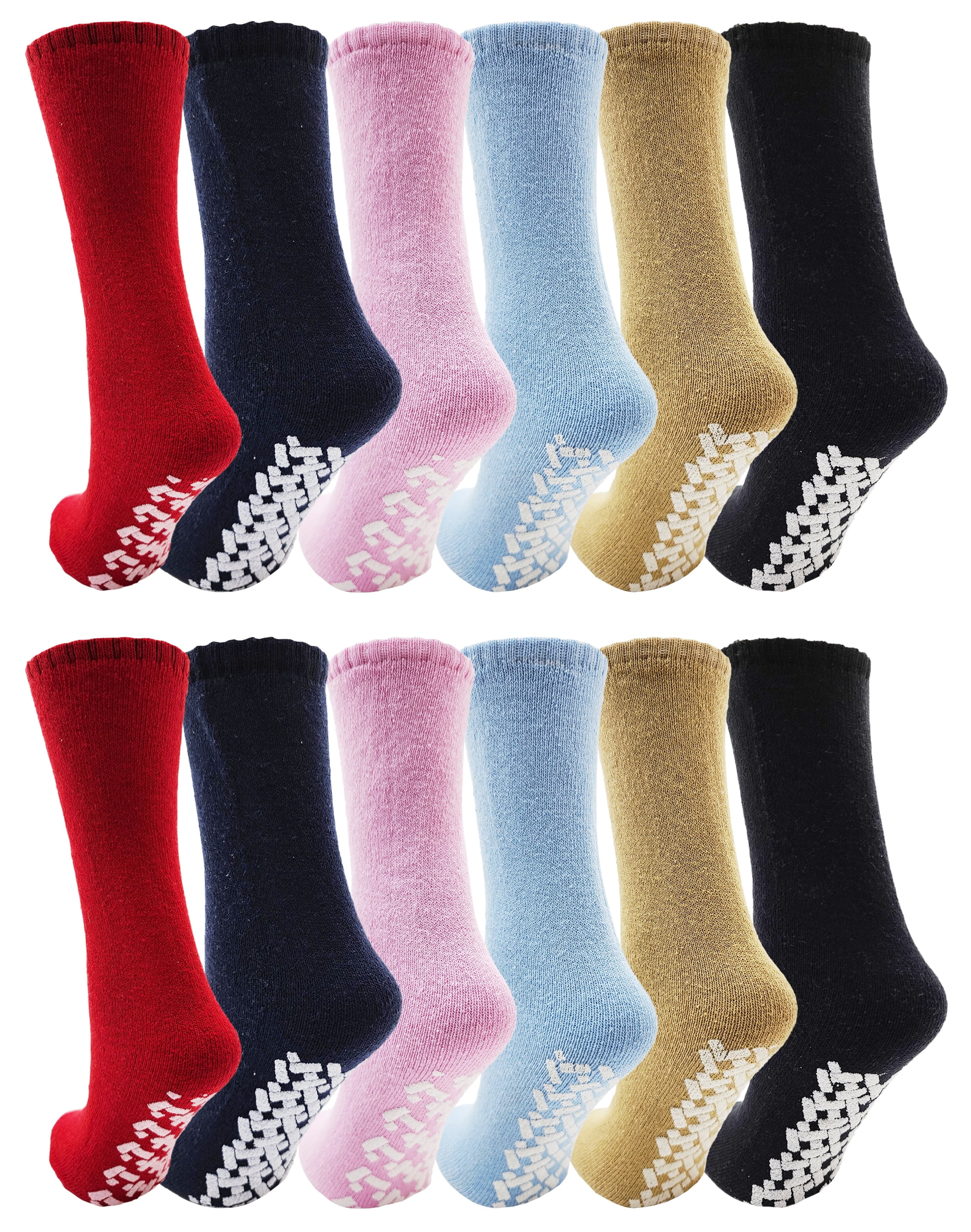 12 Pairs Anti Slip Slipper Socks, Unisex Hospital Secure Indoor House ...