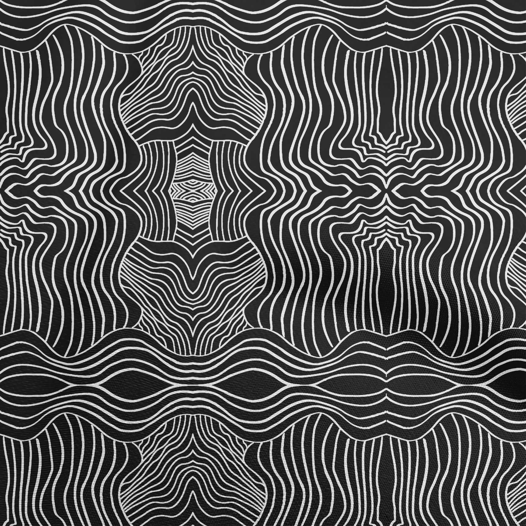 oneOone Cotton Flex Black Fabric Moire Sewing Material Print Fabric By ...