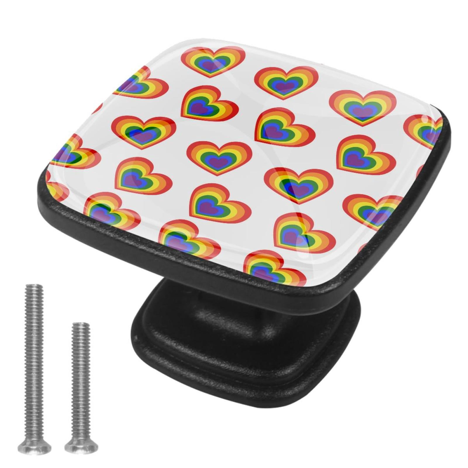 4 Pcs Cabinet Handle Drawer Pulls Colorful Heart Knobs with Screws ...