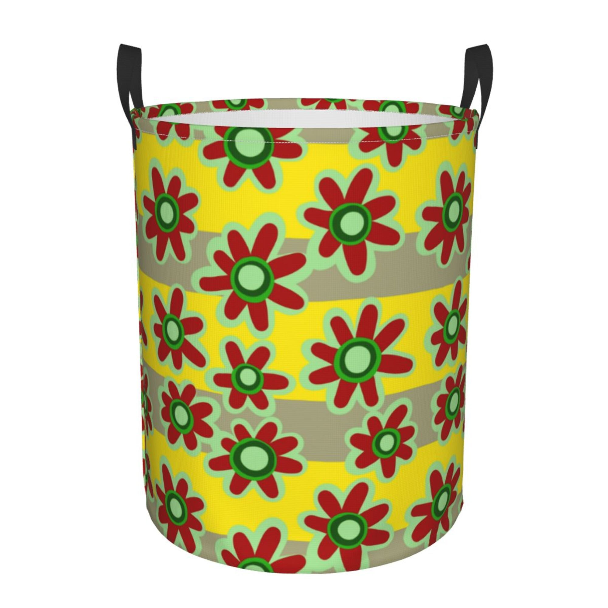 TEQUAN Waterproof Laundry Hampers, Cartoon Yellow Daisy Flowers Pattern ...