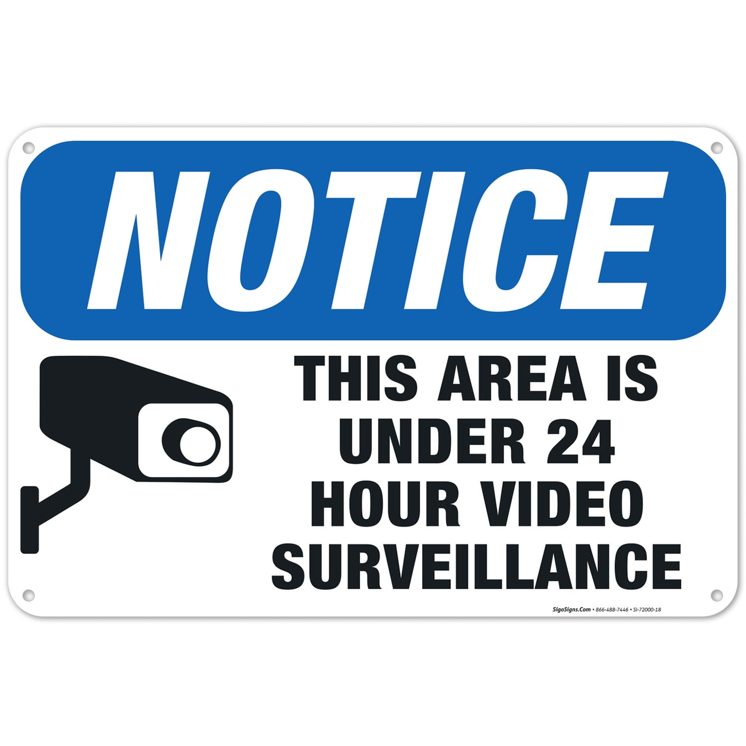 Video Surveillance Sign, CCTV Security Alert, 24 Hour Surveillance Sign ...