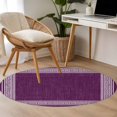 Dark Purple Geometric 4ft Round Rug, White Greek Key Design Burlap ...