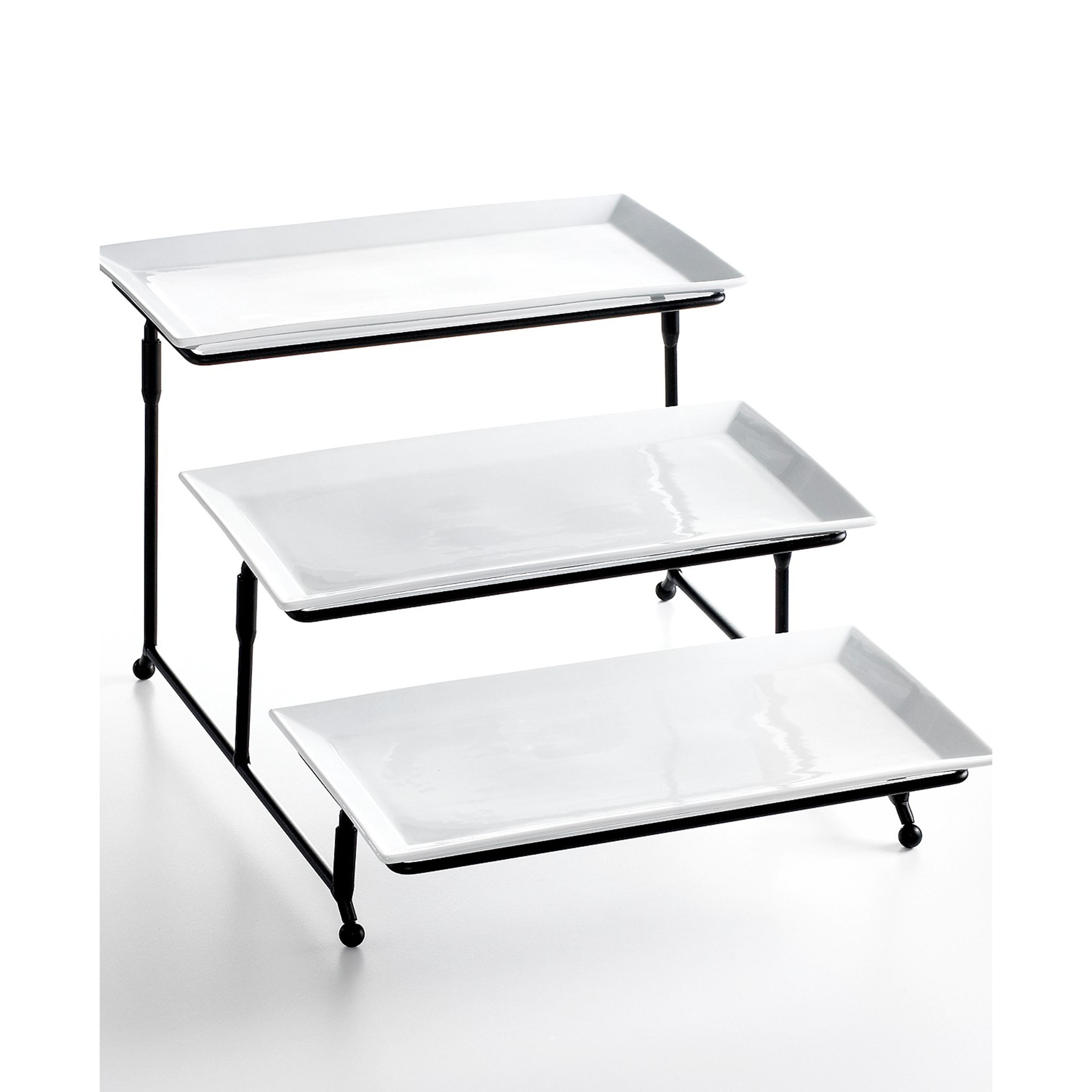Elama 3 Tier Rectangular Plate Porcelain Serveware Set - Walmart.com