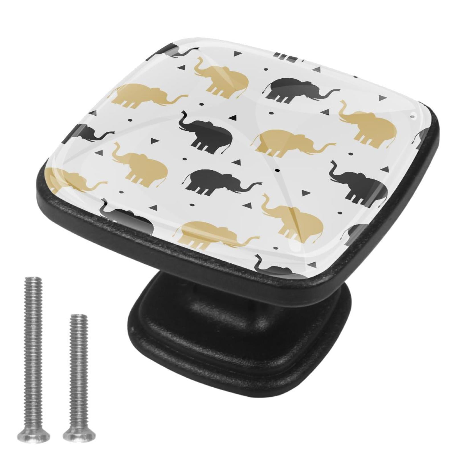 4 Pcs Cabinet Handle Drawer Pulls Elephant Knobs with Screws Square ...