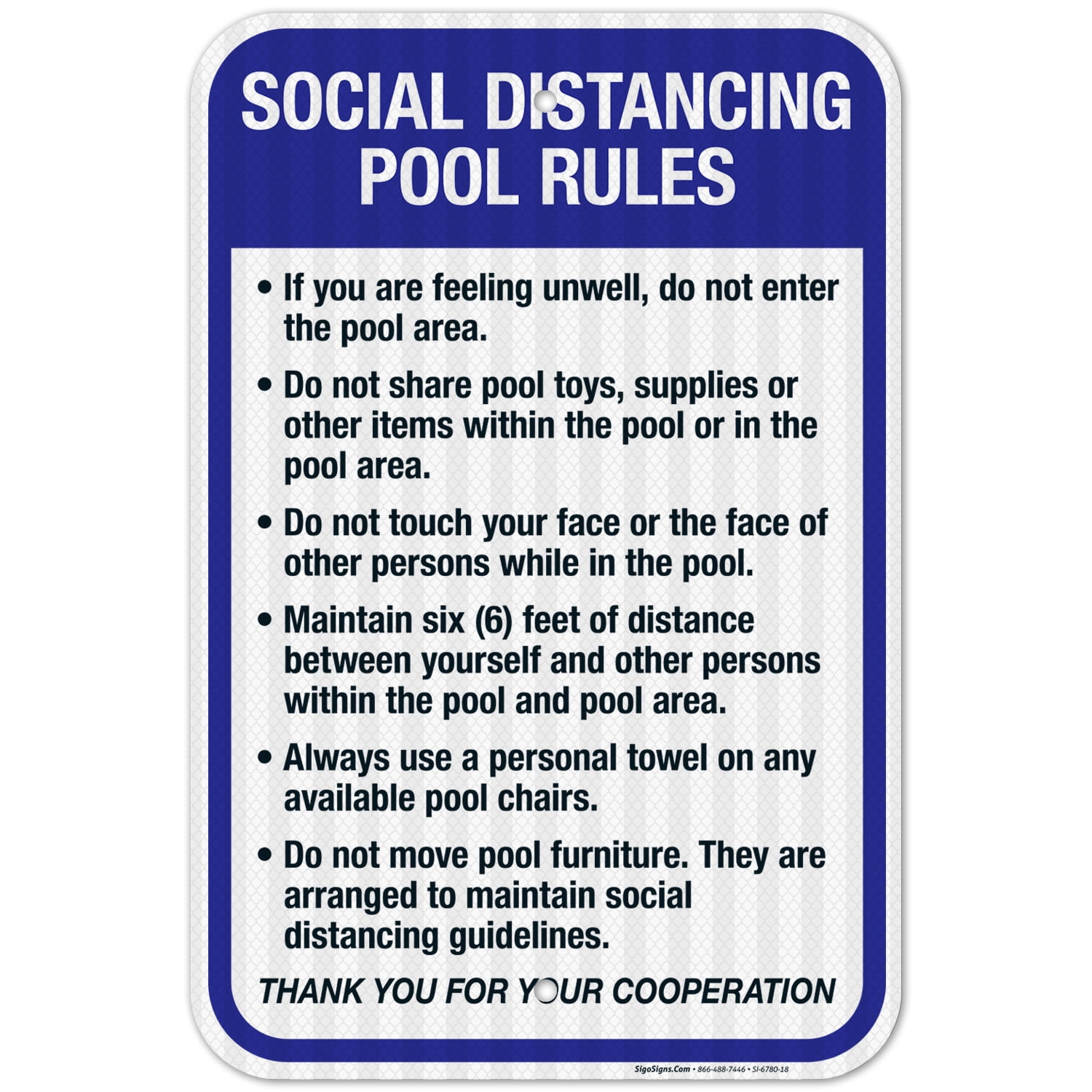 Social Distancing Pool Rules Sign, Pool Sign, 12x12 Aluminum - Walmart.com