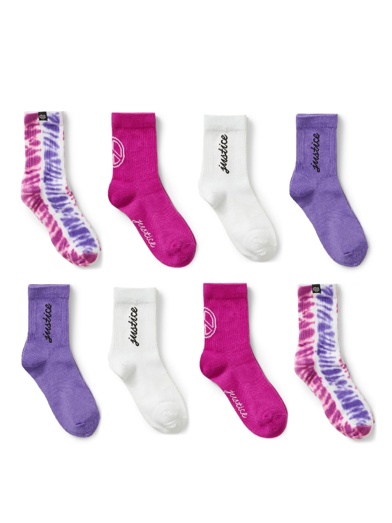 Justice Girls Crew Socks, 8-Pack, Sizes M-L - Walmart.com