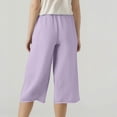 Capri Pants for Women Elastic Waisted Lightweight Straight Leg Cropped ...