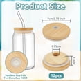 12Pcs Bamboo Lids for Glass Cups 2.8 Inch Reusable Cup Lid with Straw ...