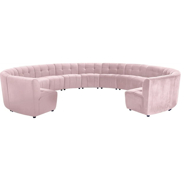 Meridian Furniture Limitless Pink Velvet Modular 13 Piece Sectional ...