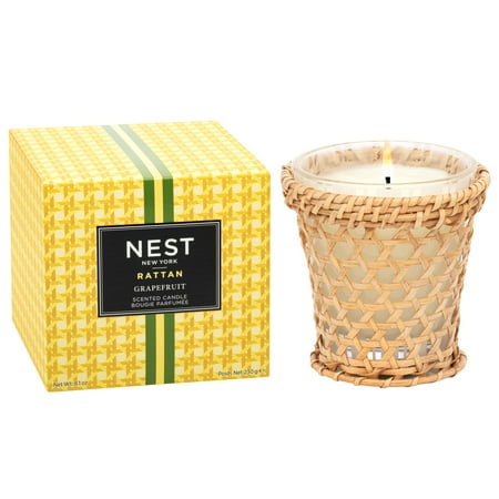 NEST New York Grapefruit Decorative Rattan Scented Classic Candle, 8 ...