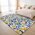 Area Rug 5x7ft Watercolor Yellow Lemon Blue Leaves Washable Area Rugs ...