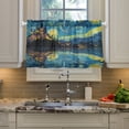 27"x36" Tier Curtains 2 Panels Starry Sky Style Castle Semi Sheer ...