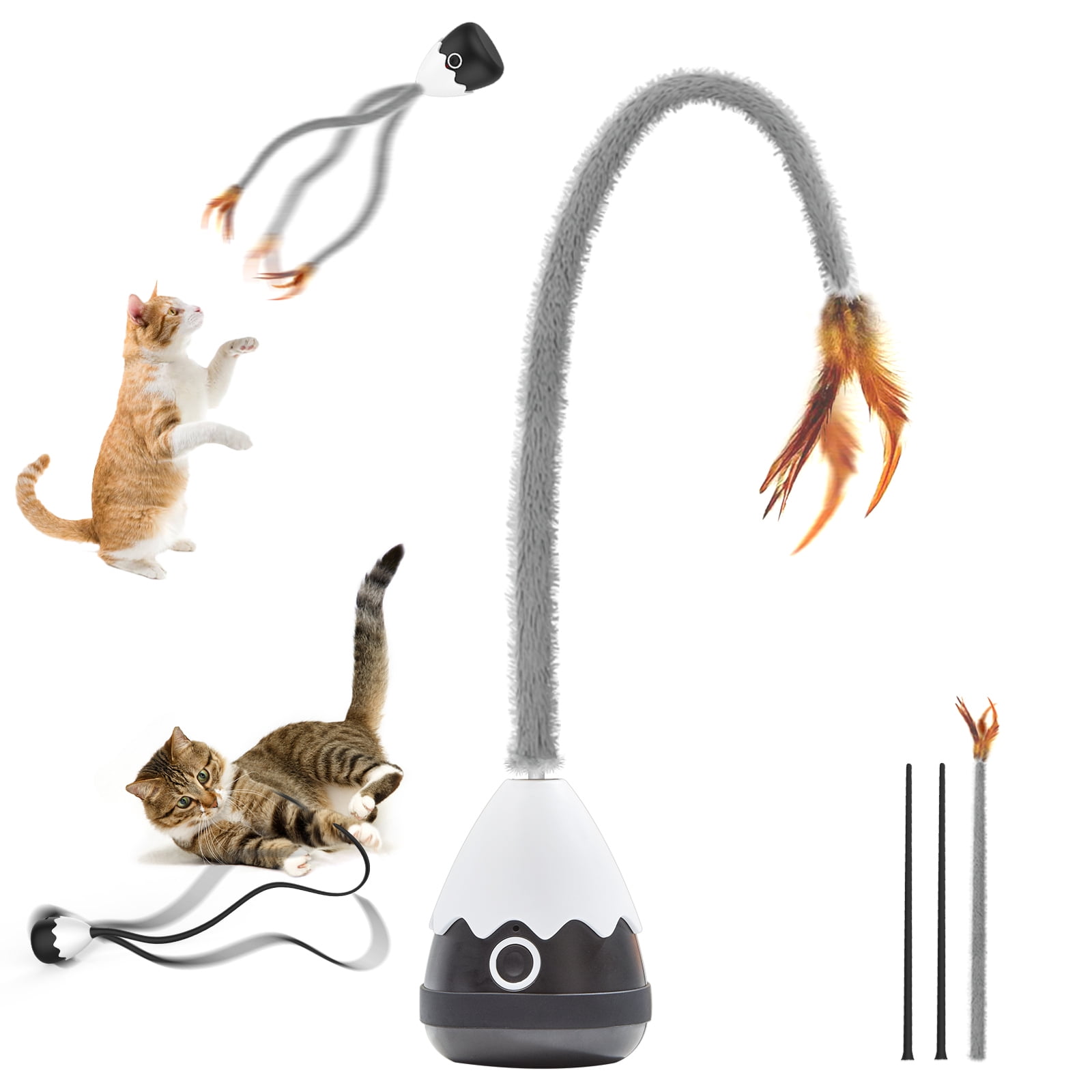 Petcronies Cat Toys Rechargeable Plush Cat Wand Toy with Silicone ...