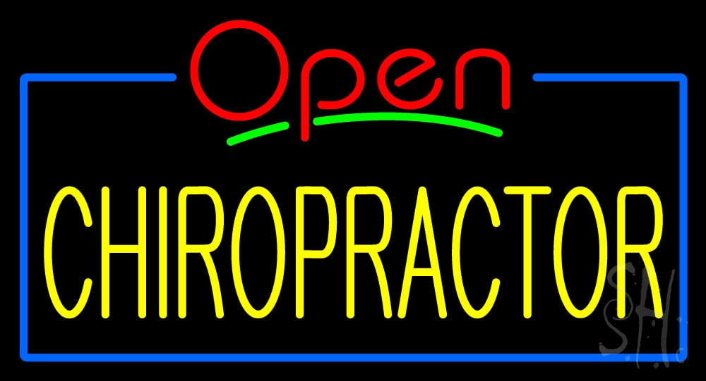 Red Open Yellow Chiropractor Blue Border LED Neon Sign 20 x 37 - inches ...