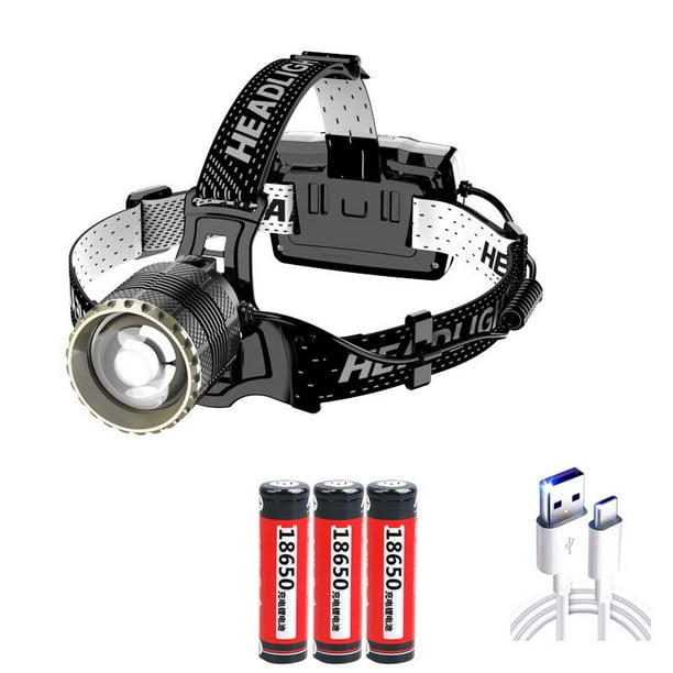 Usb-C Rechargeable Led Headlamp, Ultra Powerful 90000 Lumens 4 Modes ...