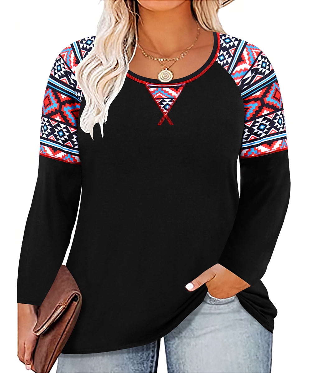 TIYOMI Ladies Plus Size 4X Tunic Long Sleeve Raglan Crewneck Color ...