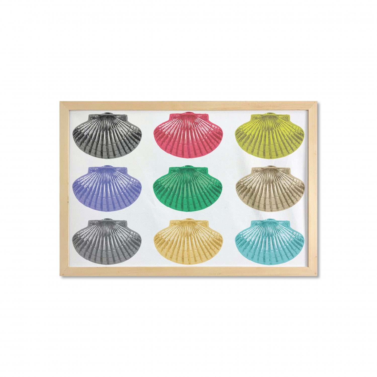 Seashells Wall Art with Frame, Colorful Seashells Species Ocean Pop Art ...