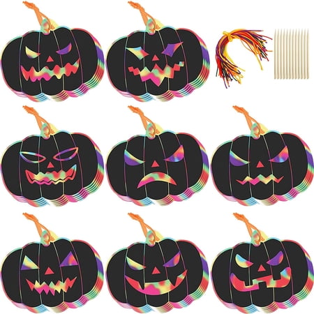 40 Pieces Halloween Scratch Paper Rainbow Colorful Scratch Paper Card ...