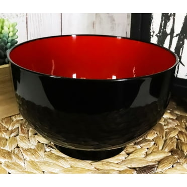 Japanese Traditional Black Red Lacquer Copolymer Plastic 5.5"Dia Small ...