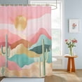 Bathroom Shower Curtain Cactus Ombre Colorful Mountain Waterproof ...