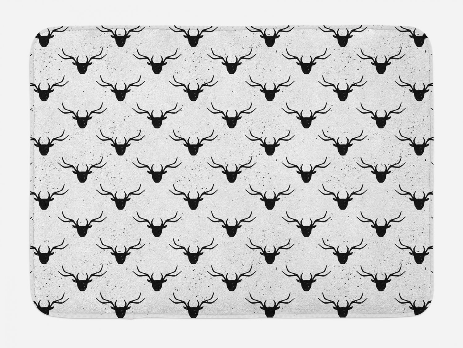 Deer Bath Mat, Deer Head with Antlers Silhouette Form Stained Worn ...