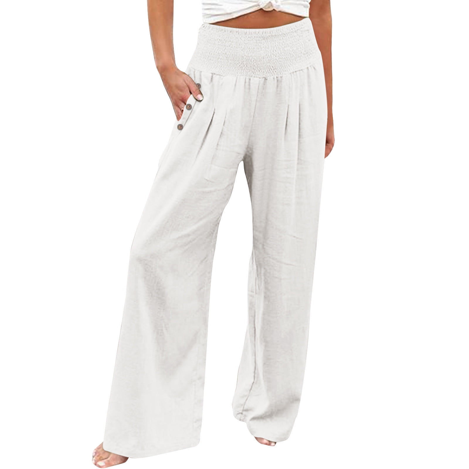 Click here for Weiyll Womens Pants Elastic Waist Pocket Loose Har... prices